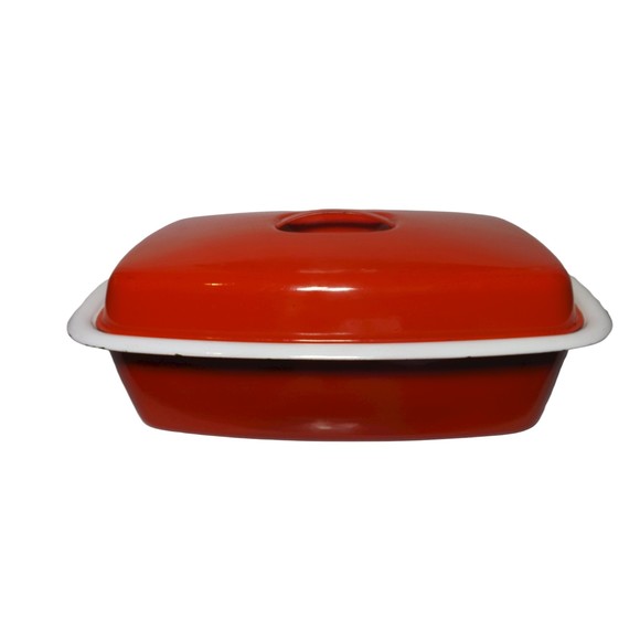 Finel | Kitchen | Vintage Mcm Finel Baking Roasting Enamel Dish W Lid ...